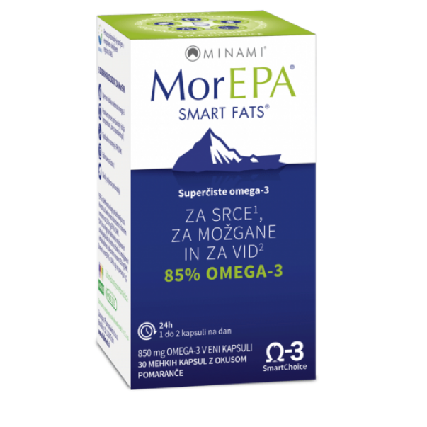 MorEPA 850mg, omega-3 olje, 30 mehkih kapsul
